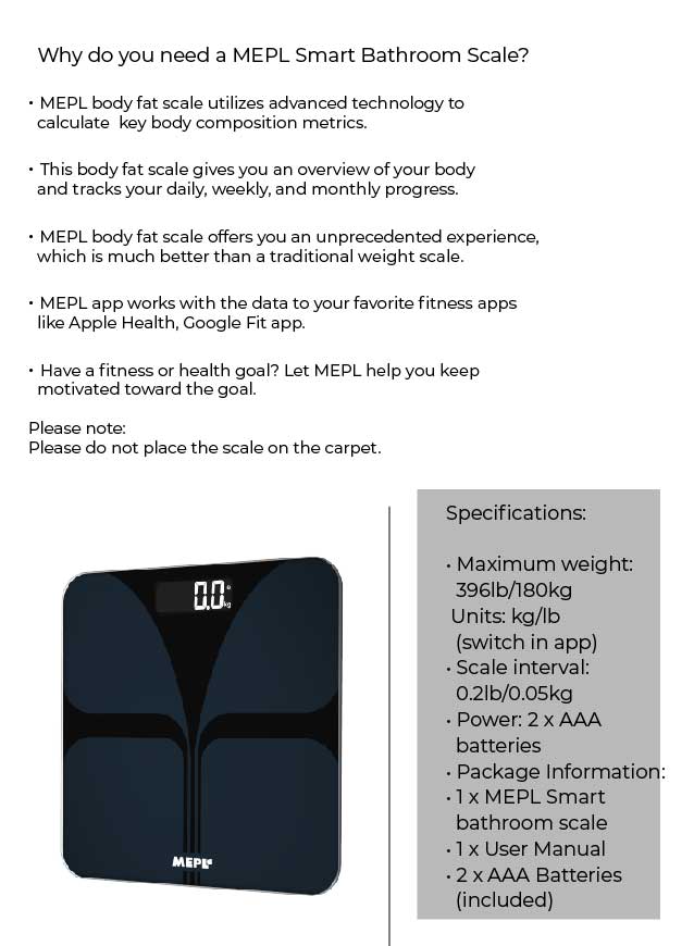 MEPL Smart Bathroom Weighing Scale SE 260 LB – mepl.store