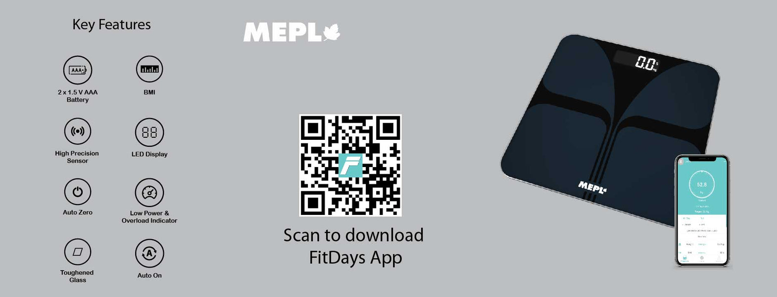 MEPL Smart Bathroom Weighing Scale SE 260 LB – mepl.store